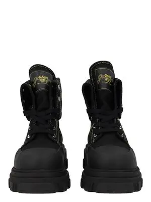 GANNI GANNI Contrast Stitching Lace Up Boots Black