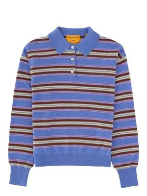 Guest In Residence GUEST IN RESIDENCE Cashmere Striped Polo Sweater Blue