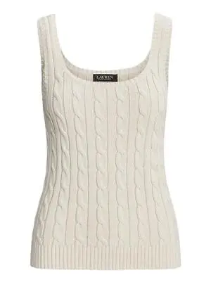 Ralph Lauren Cable Cotton-blend Sleeveless Sweater - Cream