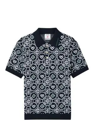 Casablanca Dark Icon Monogram Short Sleeve Polo Shirt - Green