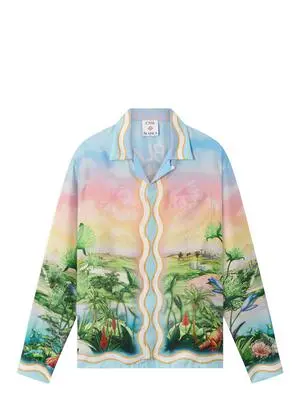 Casablanca Tennis Club Long Sleeve Silk Twill Shirt - Multicolor