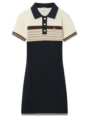 Casablanca Café Culture Wool Stripe Polo Mini Dress - Multicolor