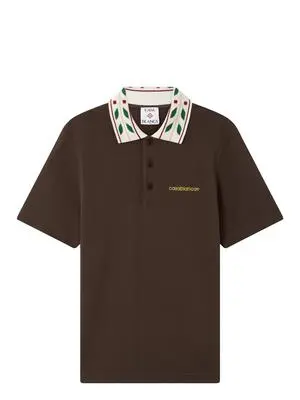 Casablanca Laurel Pique Short Sleeve Polo Shirt - Brown