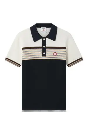 Casablanca Café Culture Wool Stripe Short Sleeve Polo Shirt - Multicolor