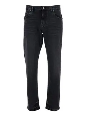 Dolce & Gabbana Jeans With Logo Patch On The Rear And Belt Loops In Denim - Black