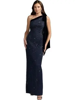 MAC DUGGAL MAC DUGGAL Beaded One-Shoulder Gown