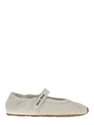 Miu Miu Plume Suede Ballerinas - White