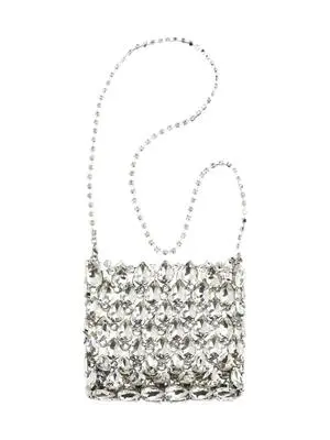 SELF-PORTRAIT Crystal Mesh Pouch - Silver