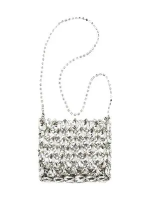 SELF-PORTRAIT Crystal Mesh Pouch - Silver