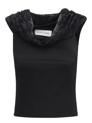MARINE SERRE MARINE SERRE Off Shoulder Draped Top Black