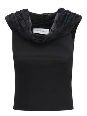 MARINE SERRE Off Shoulder Top - Black