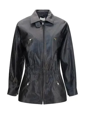 Magda Butrym Vintage Leather Jacket With Drawstring - Black