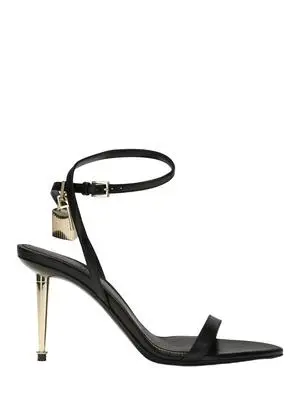 TOM FORD Shiny Leather Padlock Pointy Naked Sandal - Black