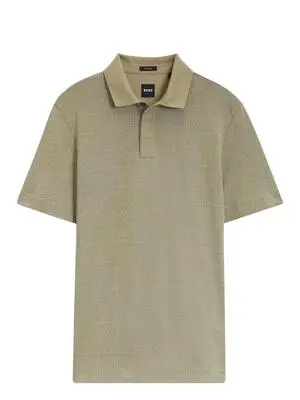 BOSS Cotton Polo Shirt With Two-tone Jacquard - Khaki
