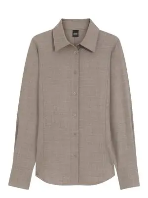 BOSS BOSS Slim-Fit Flannel Blouse With Wool And Linen Beige