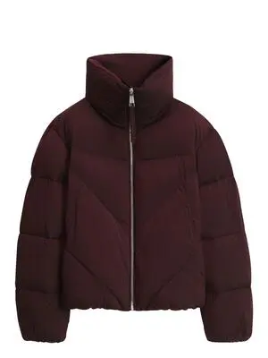 BOSS Zippered Puffer Jacket In Lustrous Fabric - Red