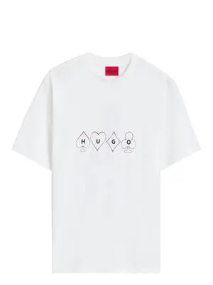 Hugo Cotton-jersey T-shirt With Printed Artwork - White
