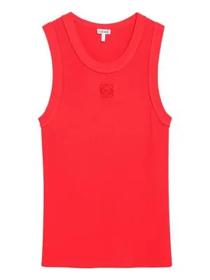 Loewe Anagram Ribbed Stretch Viscose Tank Top - Red