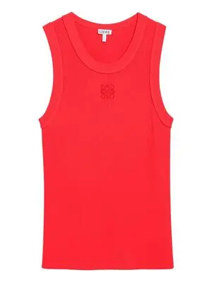 Loewe Anagram Ribbed Stretch Viscose Tank Top - Red