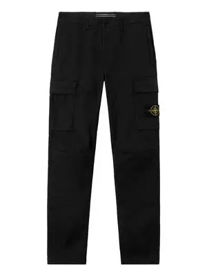 Stone Island Organic Cotton Cargo Trousers - Black