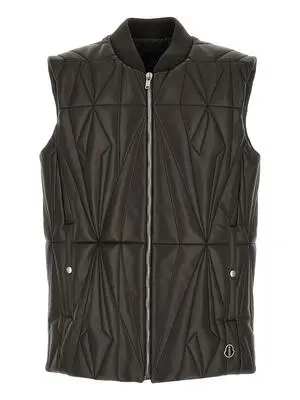 Rick Owens Moncler Geocamo Flight Leather Vest - Brown