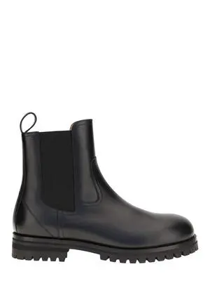 Loro Piana Kent Leather Ankle Boots - Black