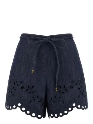 Zimmermann Mahon Cotton Denim Shorts - Blue