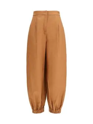 Fendi Cotton And Linen Balloon Pants - Brown