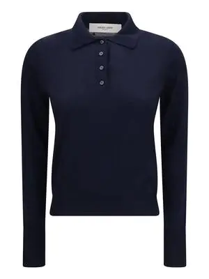 GOLDEN GOOSE Golden Goose Long Sleeve Merino Wool Polo Blue