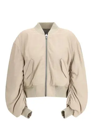 Rick Owens Secchia Flight Bomber In Lamb Leather - Cream