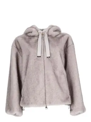 Herno HERNO Faux Fur Bomber Jacket Gray