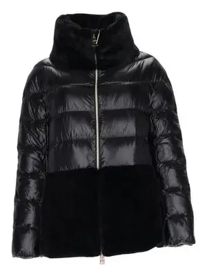 Herno Padded Jacket With Faux Fur Inserts - Black