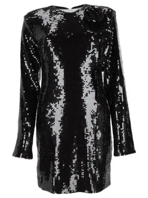 ROTATE BY BIRGER CHRISTENSEN Sequin Long Sleeve Dress - Brown