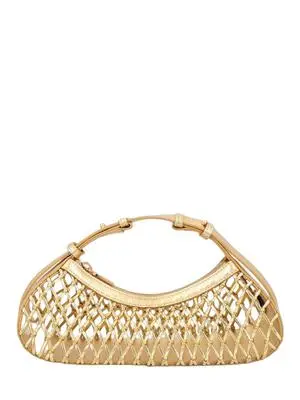 Cult Gaia Woven Leather Shoulder Bag - Silver