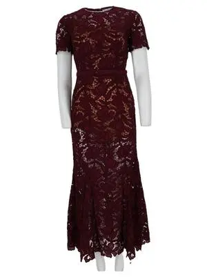 SELF-PORTRAIT Belted Lace Dress - Multicolor