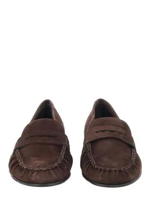 AeydĒ Kid Suede Leather Loafers - Brown