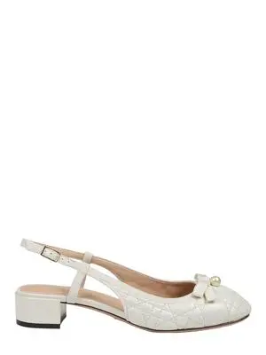 Dior Leather Slingback Ballerina Pumps - White