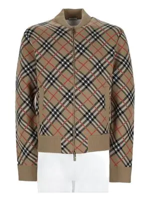 Burberry BURBERRY Check Knit Zip Up Jacket Multicolor