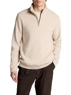 Vince Brushed Cotton-blend Waffle Quarter-zip Pullover - Heather Oatmeal