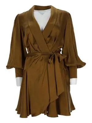 Zimmermann Silk Wrap Dress - Brown