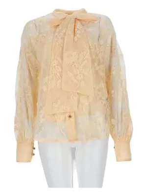 Zimmermann Lace Long Sleeve Blouse - Cream