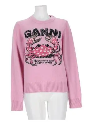 GANNI Graphic Knit Pullover - Pink