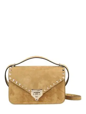 Valentino Garavani Small Rockstud Suede Crossbody Bag - Cream
