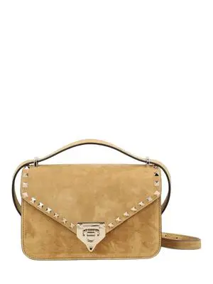 Valentino Garavani Small Rockstud Suede Crossbody Bag - Cream