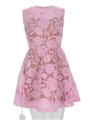 SELF-PORTRAIT Sleeveless Floral Lace Dress - Pink