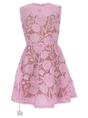 SELF-PORTRAIT Sleeveless Floral Lace Dress - Pink