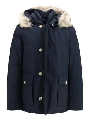 Woolrich Arctic Ramar Coth Parka With Removabe Fur Mae - Blue