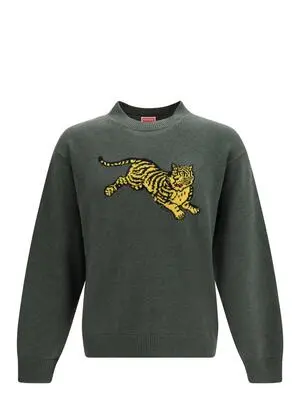 Kenzo Jumping Tiger Cotton Sweatshirt - Green