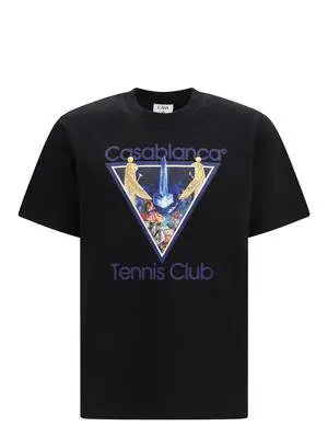 Casablanca Tennis Club Onde Perdu Print T-shirt Ale - Black
