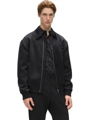 Karl Lagerfeld Monogram Satin Bomber Jacket - Black